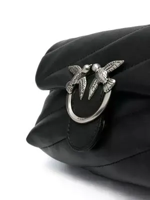 Pinko Love Classic Puff Shoulder Bag In Nappa Leather With Diamond Cut Buckle - Black