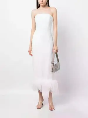 16Arlington Minelli Feather-trim Midi Dress