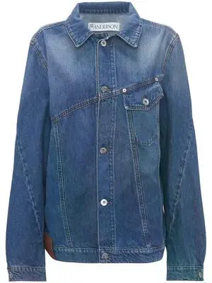 JW Anderson Anchor-logo Deconstructed Denim Jacket - Blue