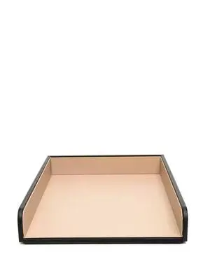 Smythson Logo-engraved Leather Tray - Black