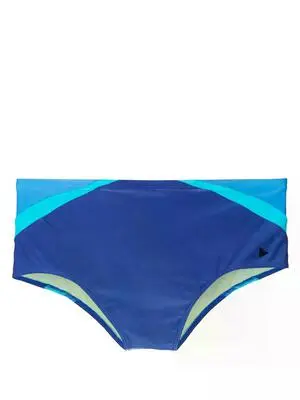 AMIR SLAMA Logo-appliqué Striped Swim Shorts - Blue