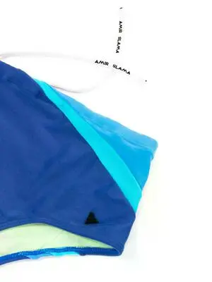AMIR SLAMA Logo-appliqué Striped Swim Shorts