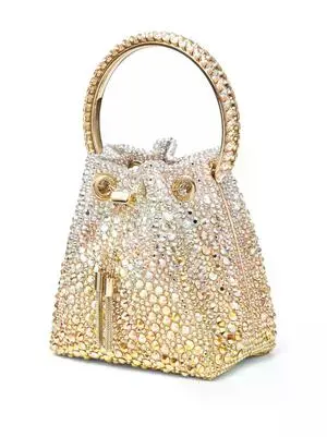 JIMMY CHOO Bon Bon Crystal-embellished Bucket Bag - Gold