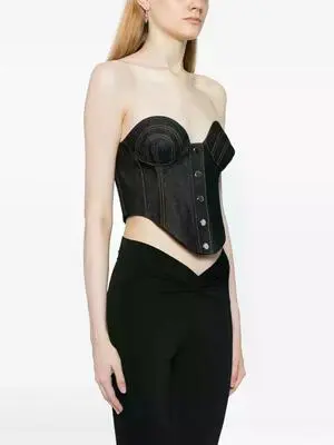 ALEKSANDRE AKHALKATSISHVILI Contrast-stitching Denim Corset