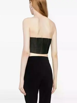 ALEKSANDRE AKHALKATSISHVILI Contrast-stitching Denim Corset