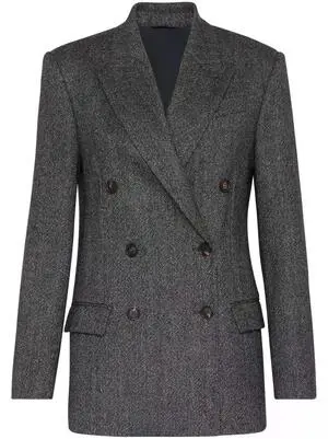 Brunello Cucinelli Double-breasted Herringbone Blazer - Grey