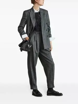 Brunello Cucinelli Double-breasted Herringbone Blazer - Grey