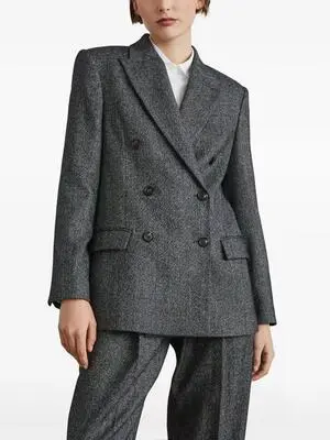 Brunello Cucinelli Double-breasted Herringbone Blazer - Grey