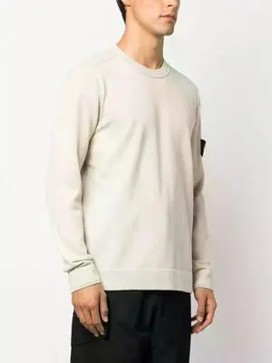 Stone Island Compass-motif Long-sleeve Jumper - Neutrals
