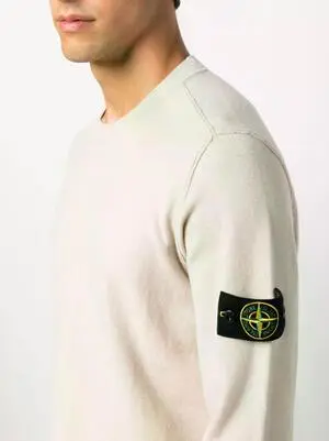 Stone Island Compass-motif Long-sleeve Jumper - Neutrals