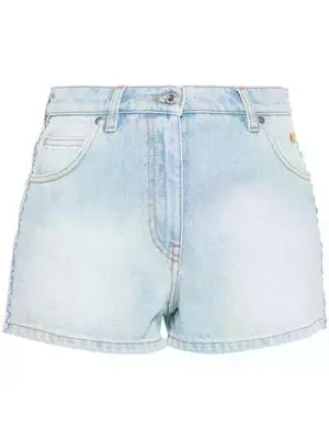 MSGM Logo-embroidered Denim Shorts