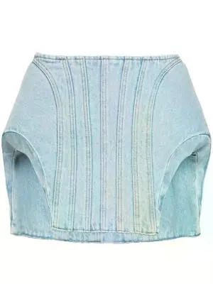 MUGLER Padded Denim Mini Skirt