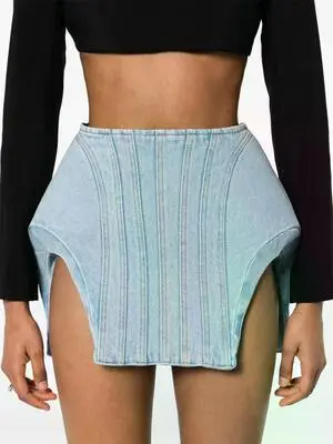 MUGLER Padded Denim Mini Skirt