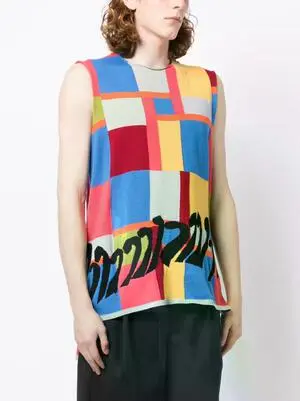 Comme Des Garçons Geometric-print Sleeveless Top