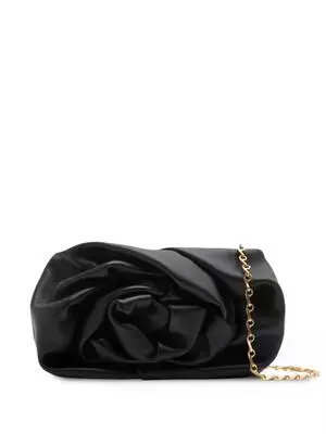 Burberry Leather Clutch With Rose Detailing - Black