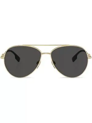 Burberry Logo-plaque Pilot-frame Sunglasses - Gold