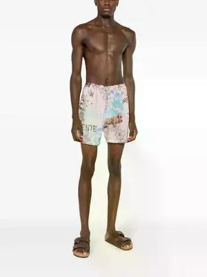 AMIR SLAMA Graphic-print Silk Shorts