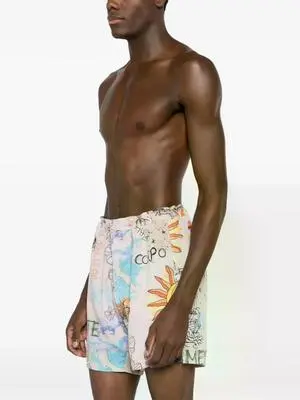 AMIR SLAMA Graphic-print Silk Shorts
