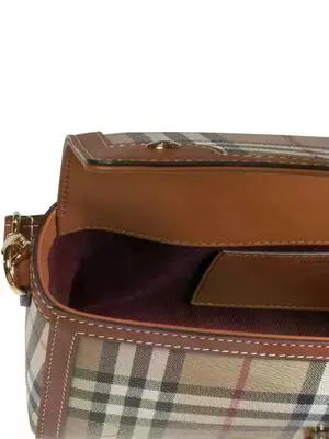 Burberry Check Pattern Leather Trim Shoulder Bag - Neutrals