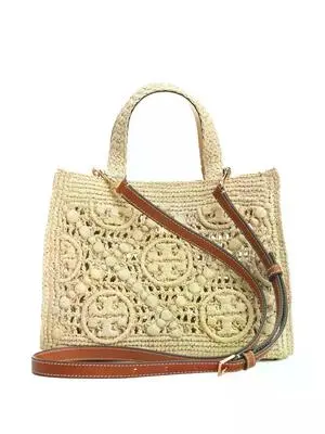 Tory Burch T Monogram Raffia Tote Bag