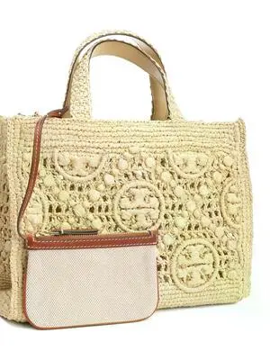 Tory Burch T Monogram Raffia Tote Bag