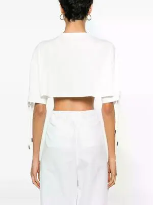 Pinko Lace-up Cropped T-shirt - White