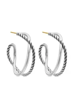 David Yurman Sterling Crossover Hoop Earrings