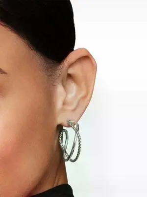 David Yurman Sterling Crossover Hoop Earrings