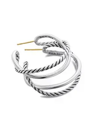 David Yurman Sterling Crossover Hoop Earrings