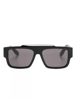 Gucci Gg Monogram Rectangle-frame Sunglasses - Grey