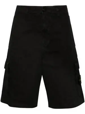 Stone Island Compass-badge Cotton Cargo Shorts - Black