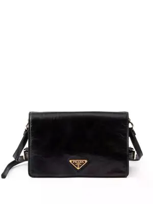 Prada Mini Leather Shoulder Bag - Black