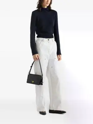 Prada Mini Leather Shoulder Bag - Black