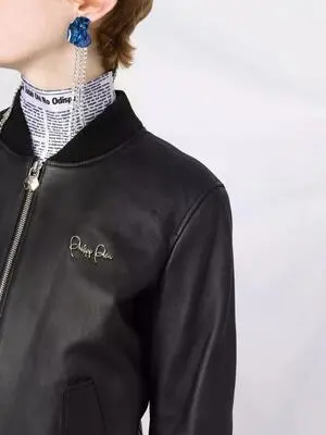 Philipp Plein Leather Bomber Jacket