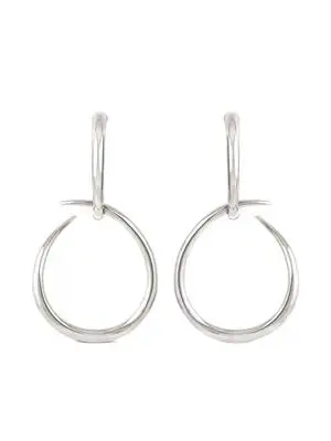 DINNY HALL Large Toro Drop Hoop Earrings - Silver