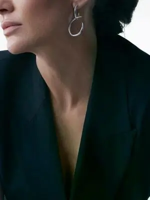 DINNY HALL Large Toro Drop Hoop Earrings - Silver
