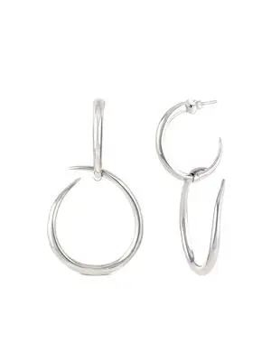 DINNY HALL Large Toro Drop Hoop Earrings - Silver