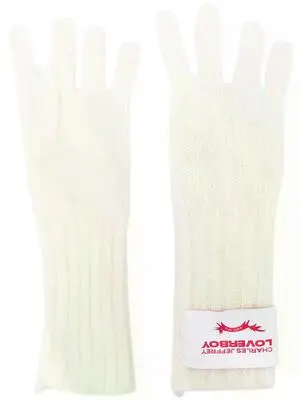 CHARLES JEFFREY Logo-patch Knitted Gloves - White