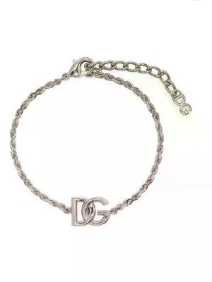 Dolce & Gabbana Logo-plaque Chain-link Bracelet - Silver