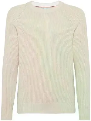 Brunello Cucinelli Crew-neck Ribbed-knit Jumper - Neutrals