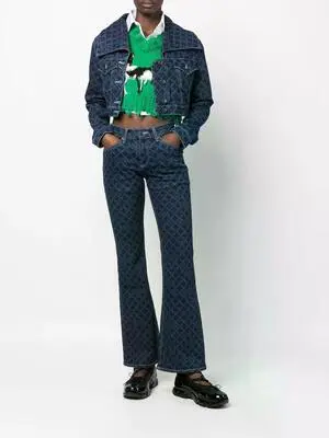 CHARLES JEFFREY Cropped Monogram-print Denim Jacket