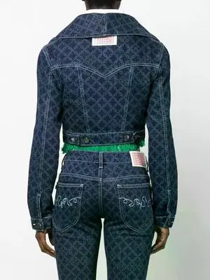 CHARLES JEFFREY Cropped Monogram-print Denim Jacket