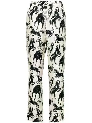 Balmain Horse-print Silk Tapered Trousers