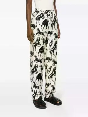 Balmain Horse-print Silk Tapered Trousers