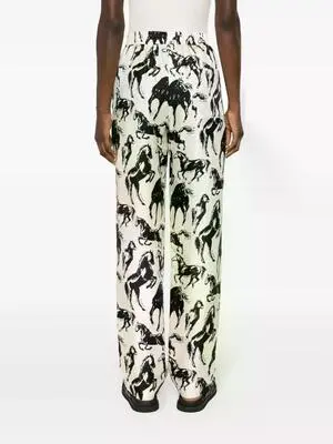 Balmain Horse-print Silk Tapered Trousers