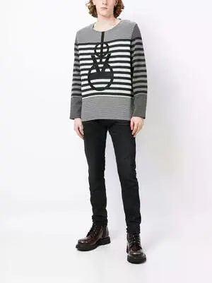 PORTS V Logo-embroidered Striped T-shirt