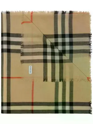Burberry Check Wool Scarf - Neutrals