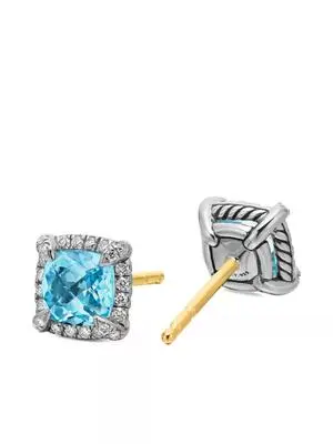 David Yurman Petite Chatelaine Topaz And Diamond Stud Earrings - Silver