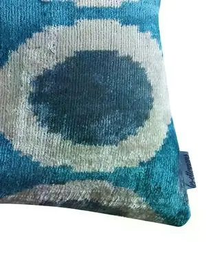 LES-OTTOMANS Jacquard Silk Velvet-blend Cushion - Blue