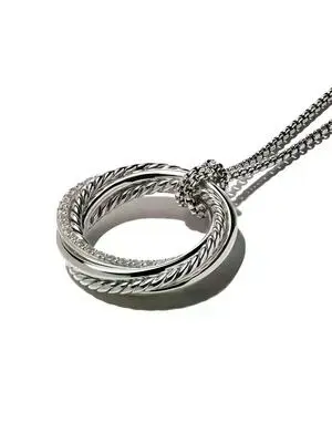 David Yurman Sterling Crossover Diamond Necklace